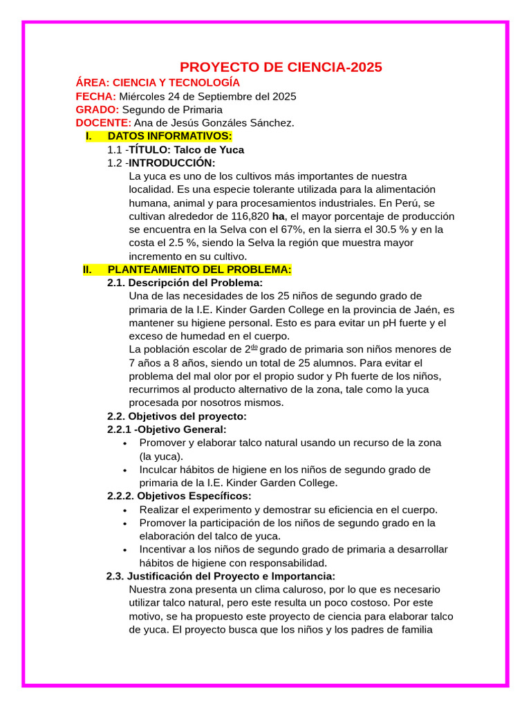 Talco Natural de Yuca para Niños | PDF