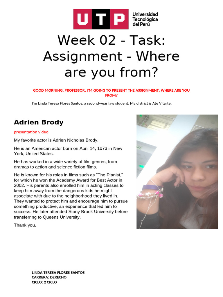 Week 02 Task Assignment Where Are You From | PDF