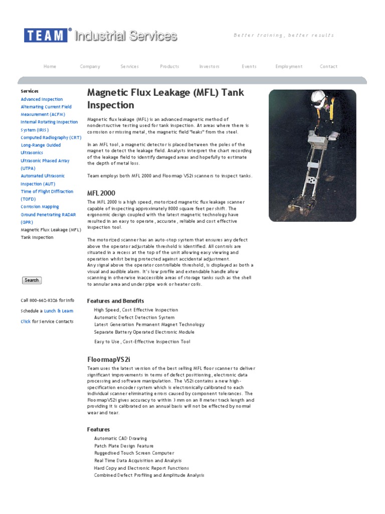 Advanced Inspection - Magnetic Flux Leakage (MFL) Tank Inspection | PDF ...