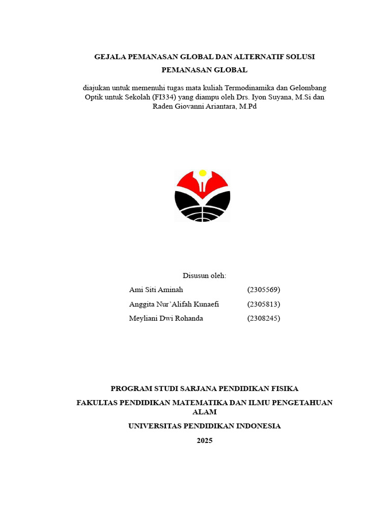 Gejala Pemanasan Global Dan Alternatif Solusi Pemanasan Global | PDF