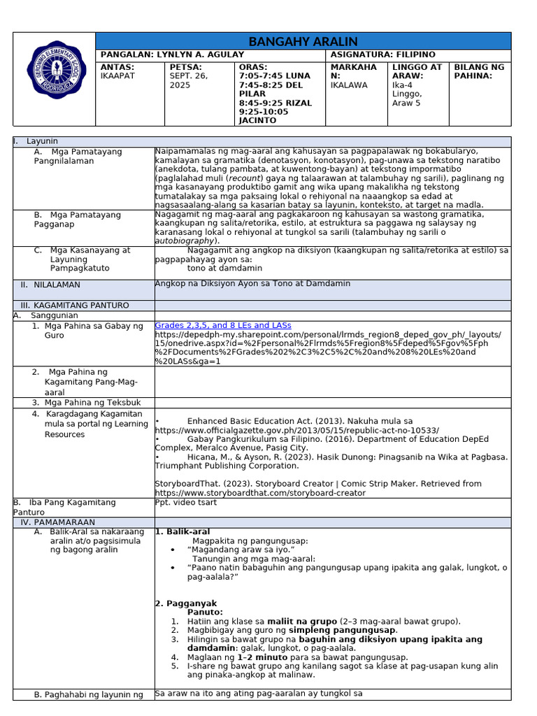 Filipino q2 Week 4 Day 5 | PDF
