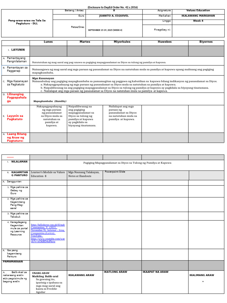 Week 4 Quarter 2 DLL - Docx For 15-19 Updated | PDF