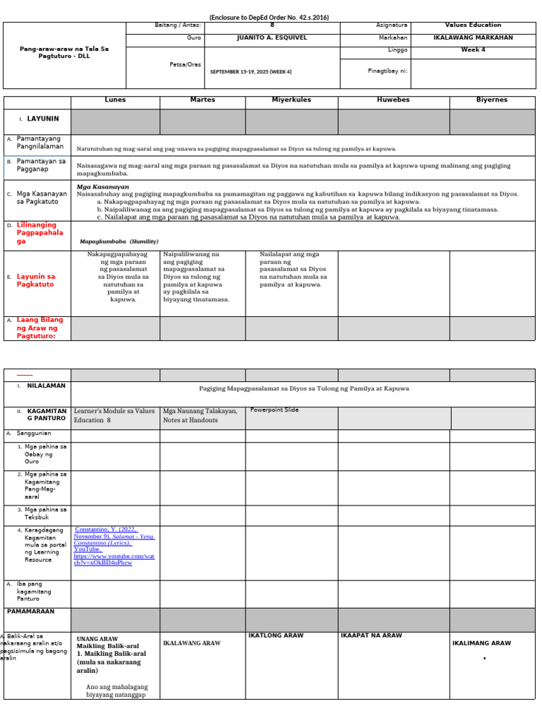 Week 4 Quarter 2 Values Education 8 | PDF