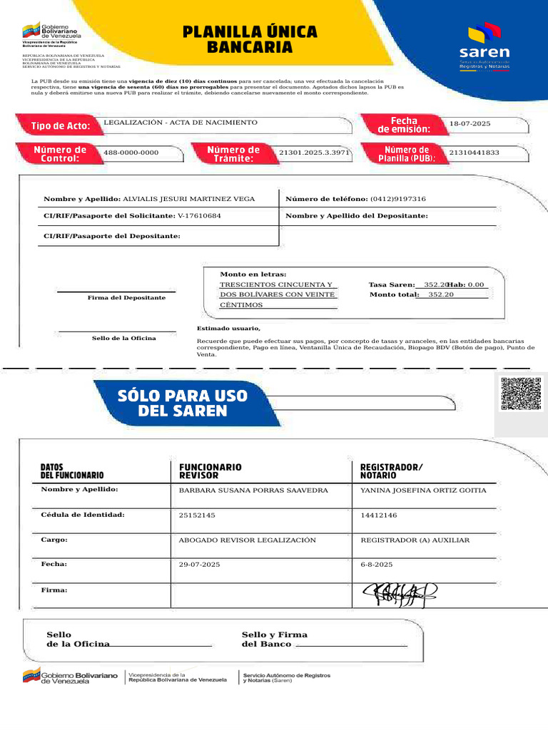 Acta Nacimiento Edgar Garcia Garnica Legalizada Lista Apostillar | PDF