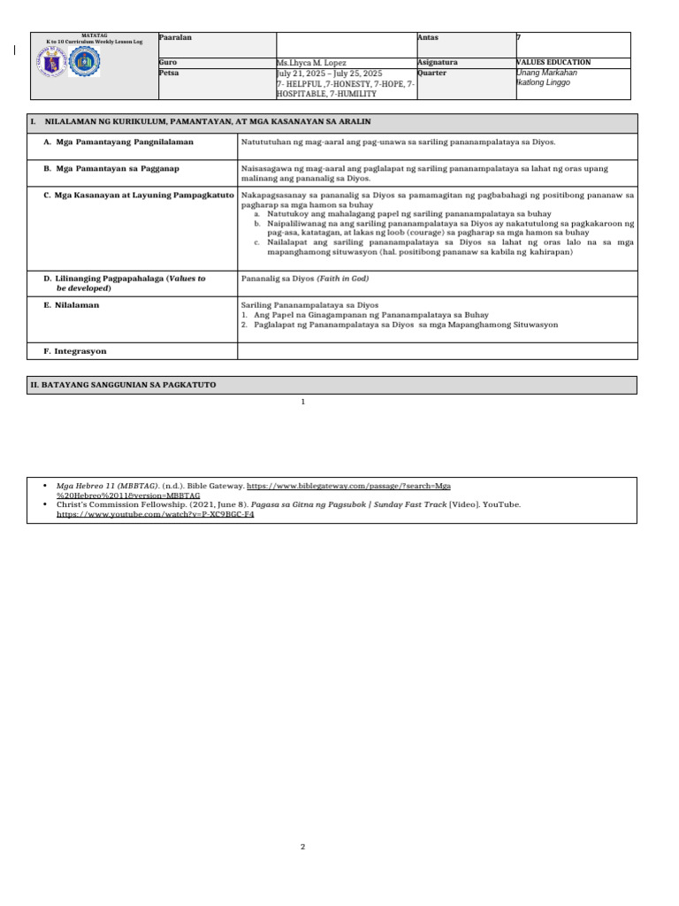 DLL Esp 7 WK6 | PDF