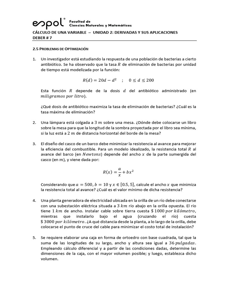 2025 I PAO CUV Deber 07 | PDF | Derivado | Análisis matemático