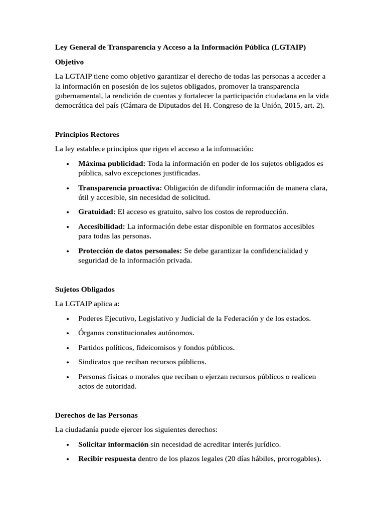Ley General de Transparencia y Acceso A La Información Pública | PDF ...