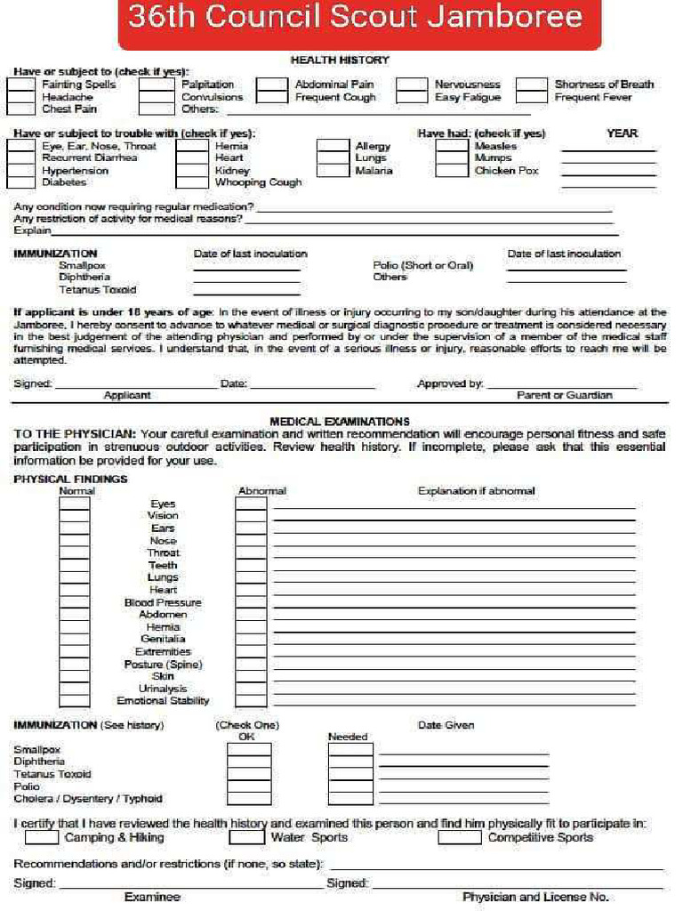 BSP Health Form | PDF