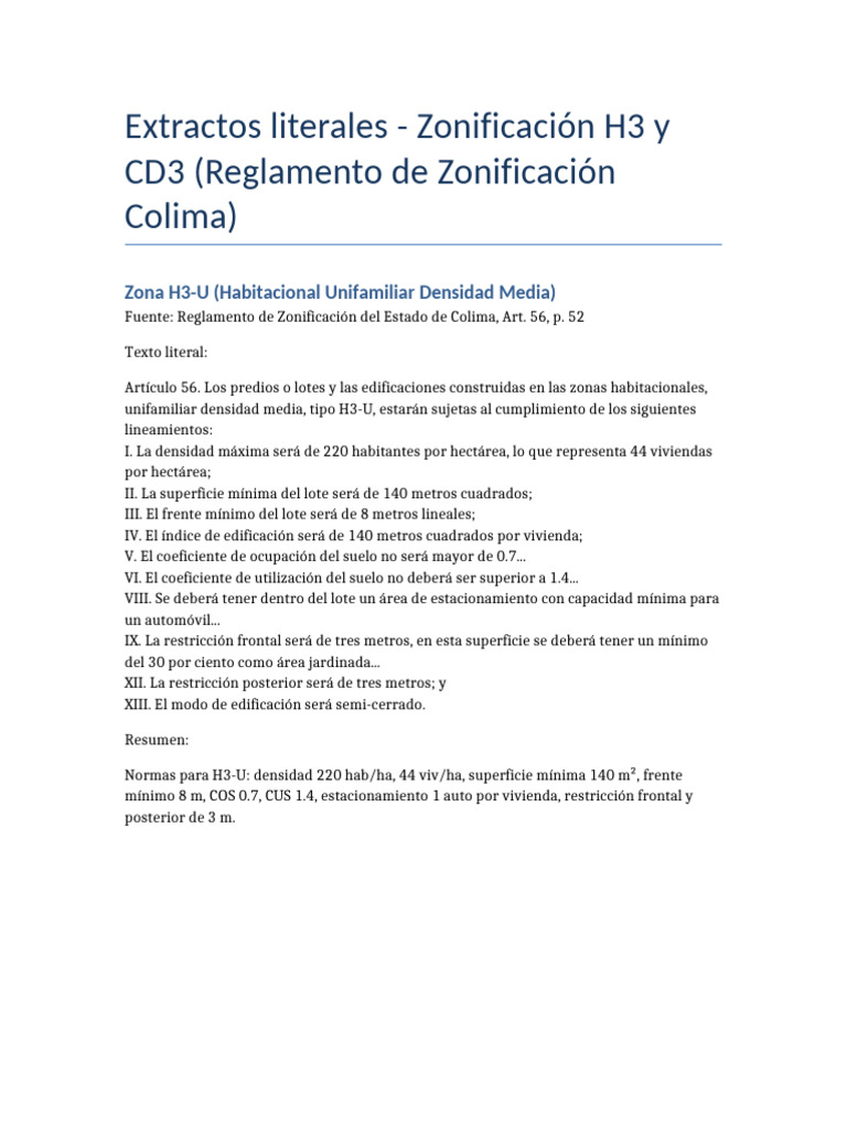 Zonificacion H3 CD3 | PDF | Unidades de medida