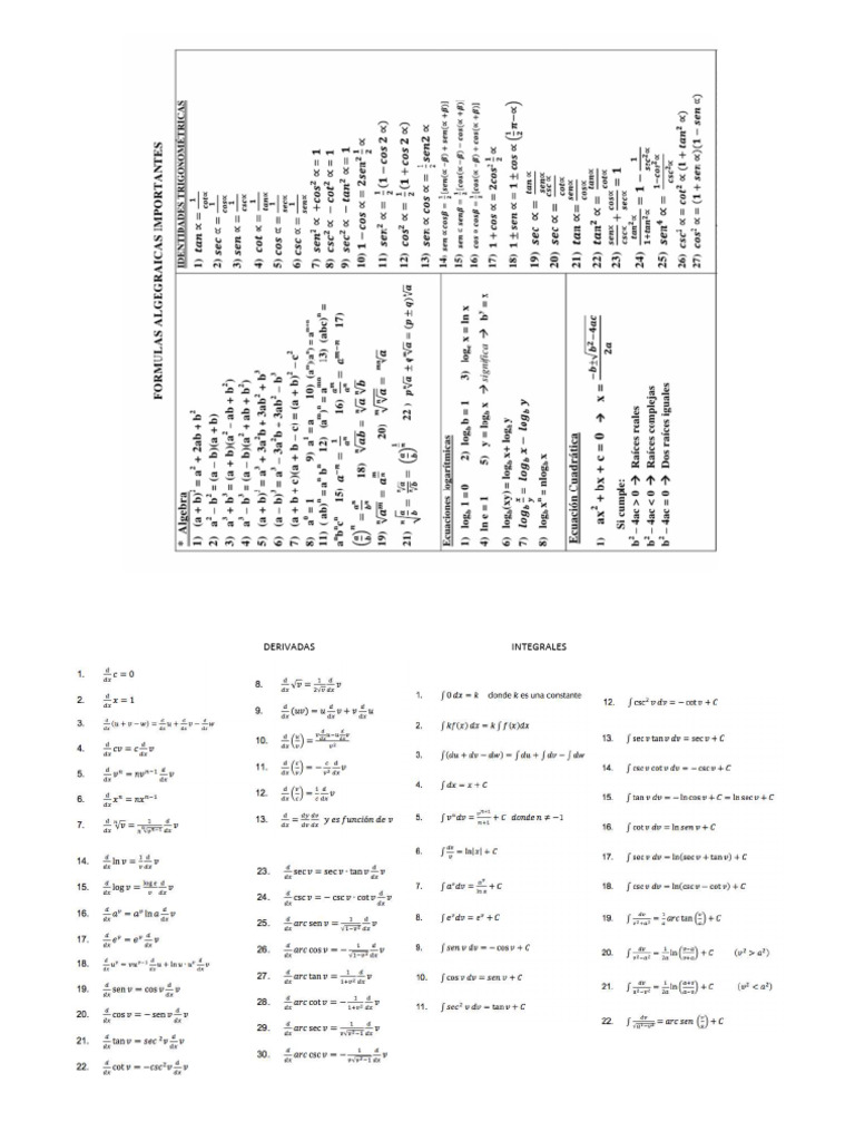 Derivadas e Integrales: Conceptos Clave | PDF