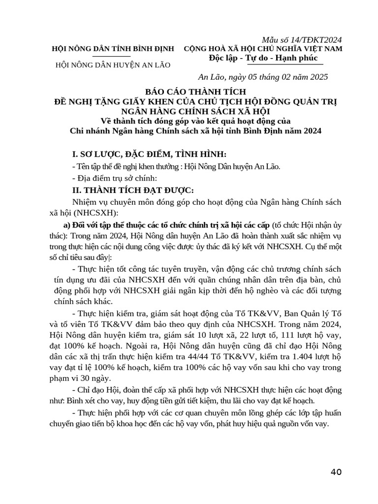 Bctt Hội Nôn Dân Huyện Ct Hđqt Khen | PDF