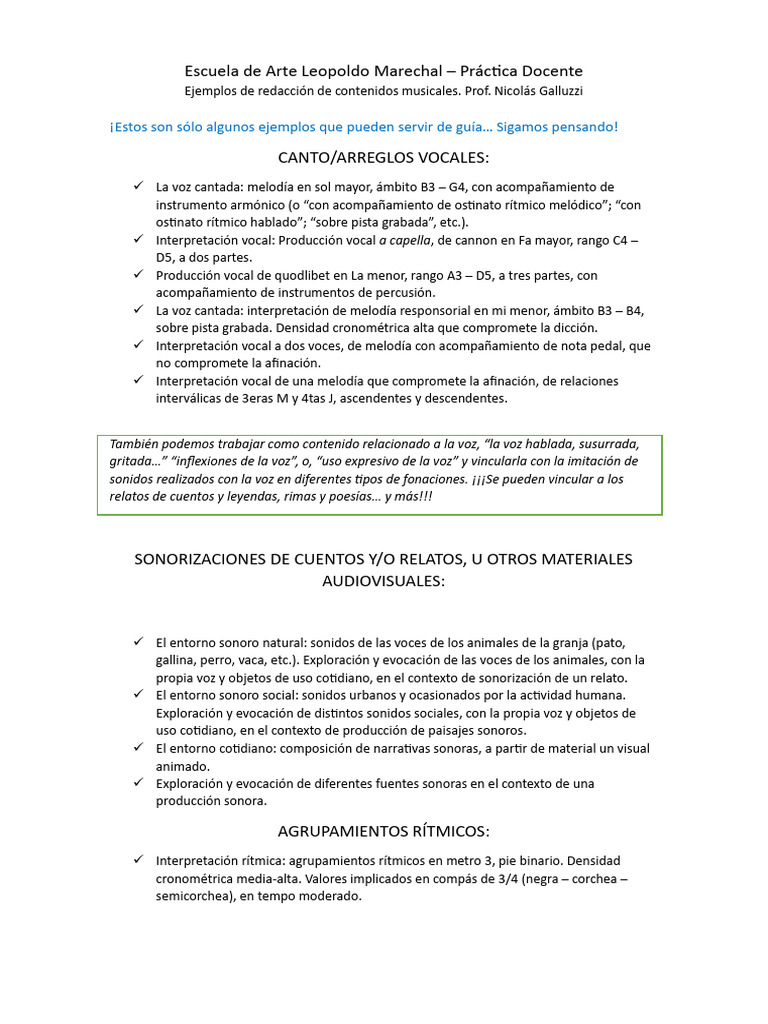 Ejemplos de Redacci-N de Contenidos Musicales | PDF | Ritmo | Melodía