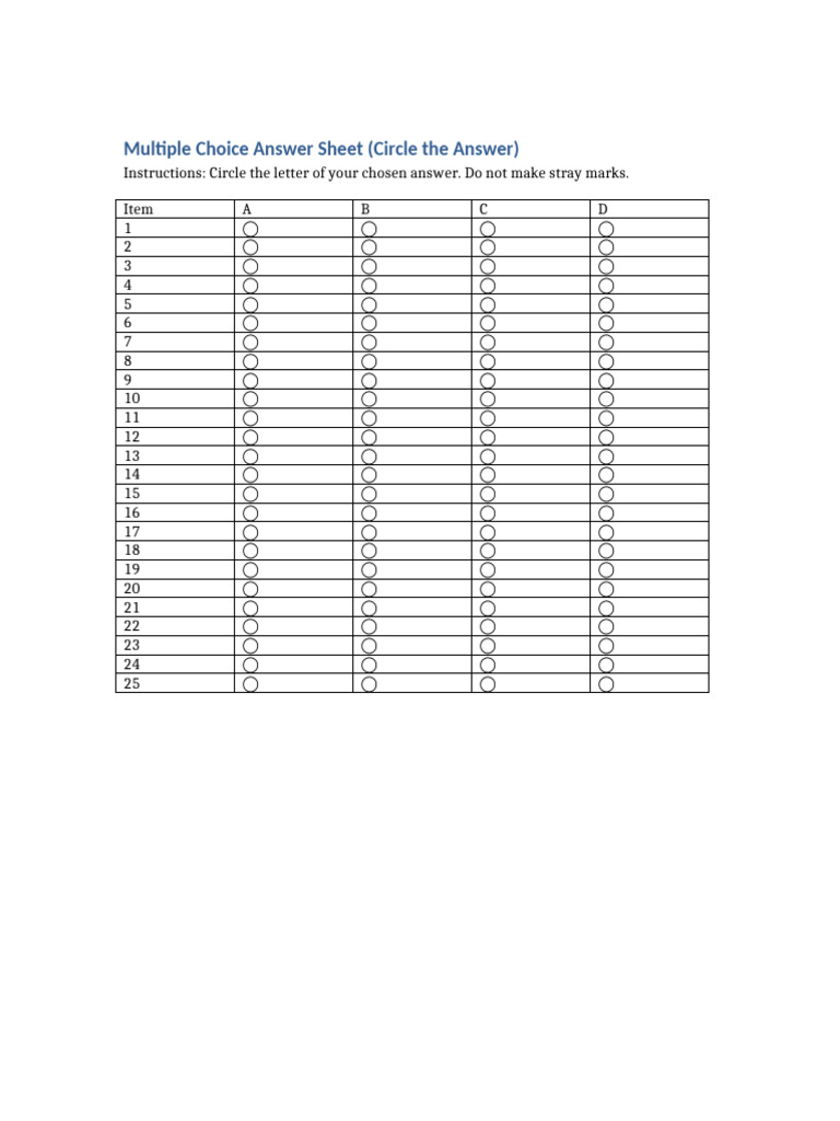 Circle Bubble Answer Sheet | PDF