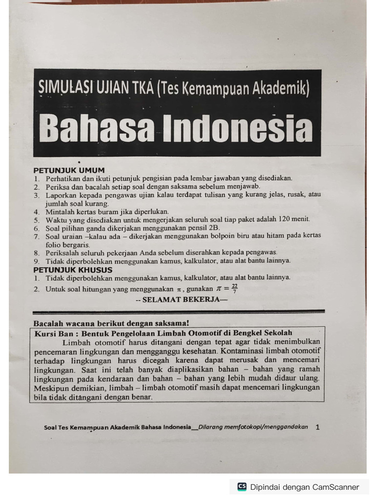Contoh TKA B.Indo | PDF