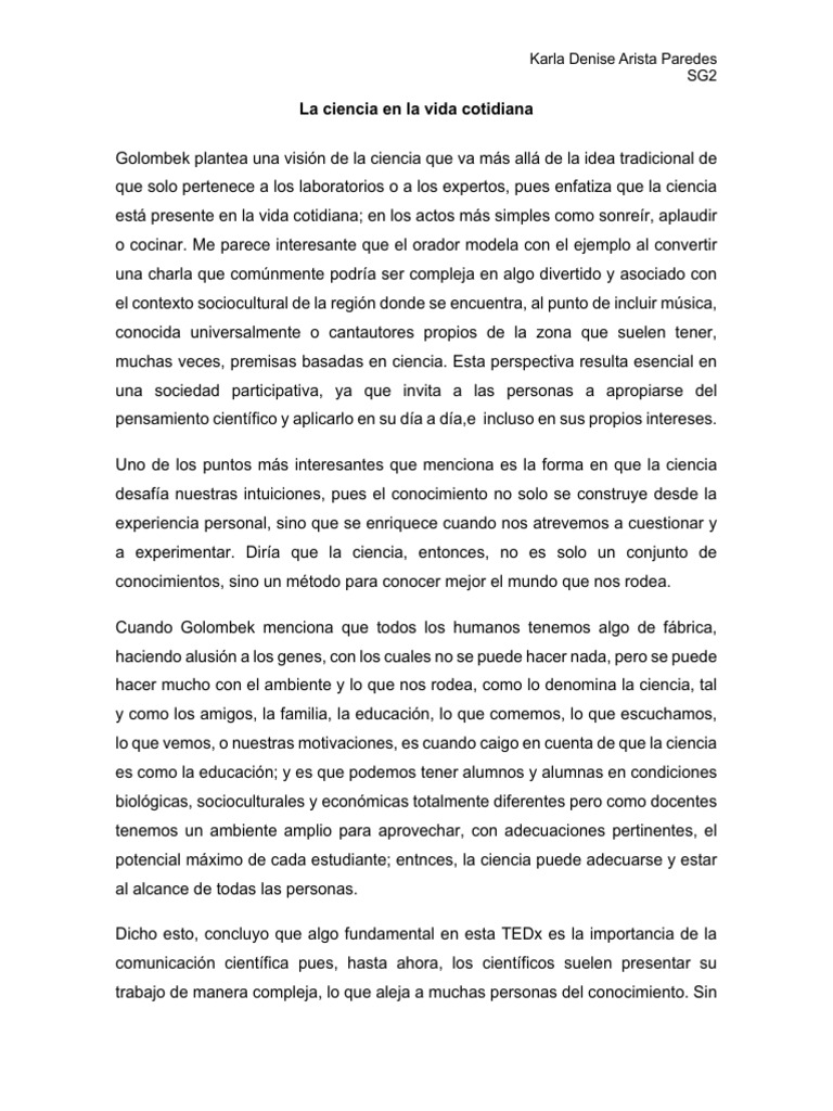 La Ciencia en La Vida Cotidiana | PDF | Enseñando | Conocimiento