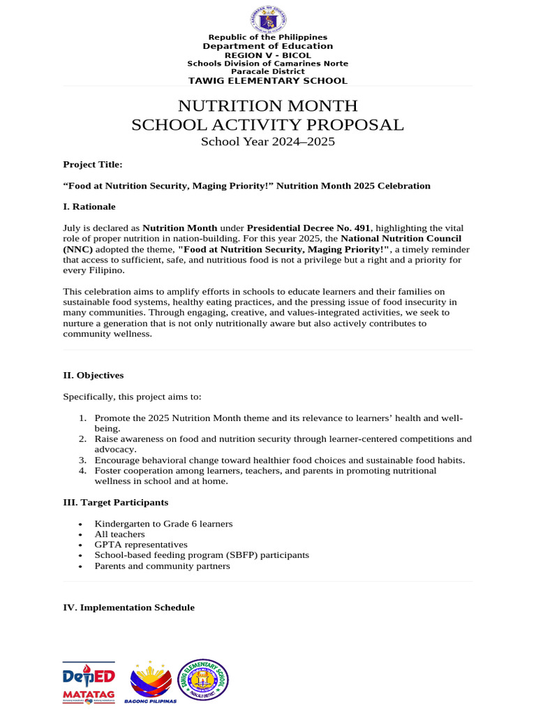 Nutrition Month 2025 Activity Proposal | PDF
