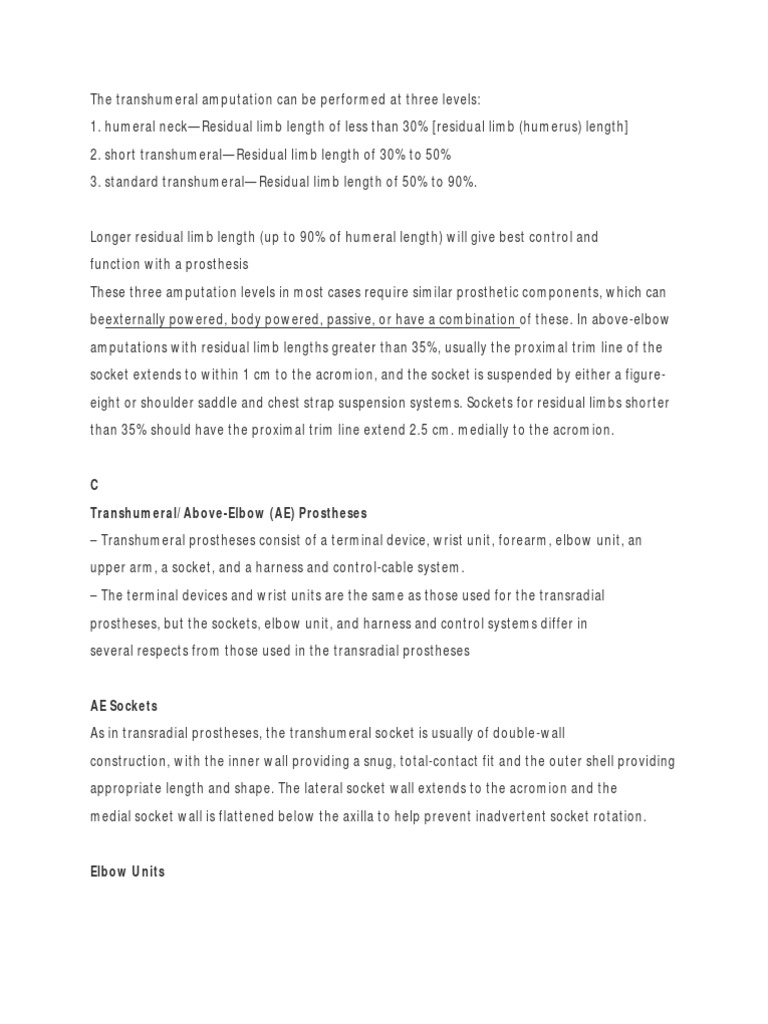 Transhumeral Prosthesis Guide | PDF | Prosthesis | Elbow