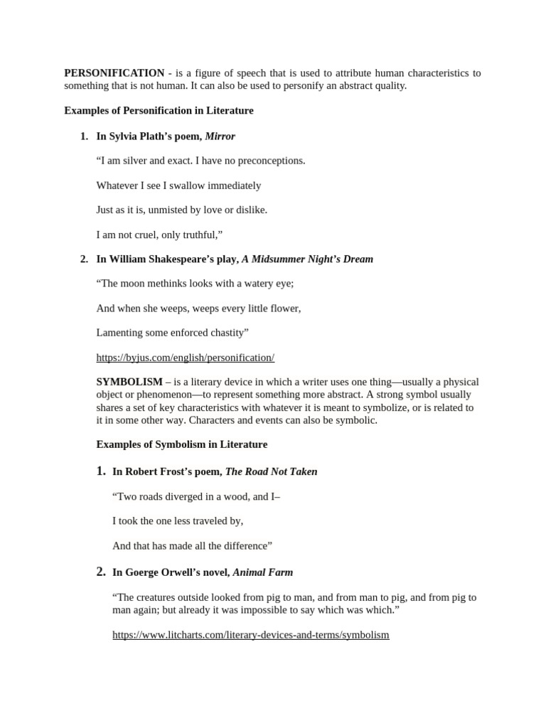Personification & Symbolism Lesson | PDF