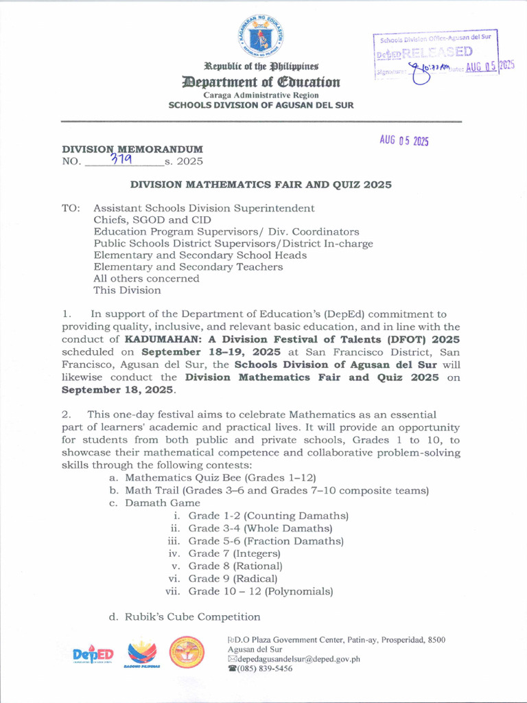 DM No 379 S 2025 | PDF