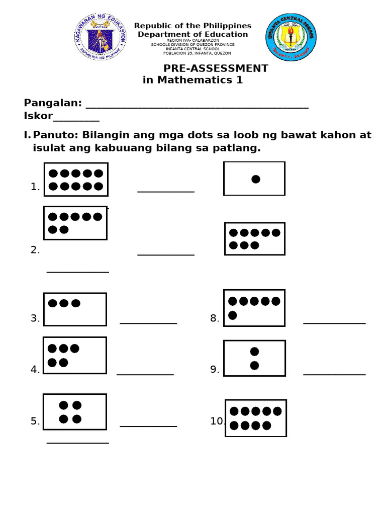 Number Sense (Pre Test) 2021 | PDF