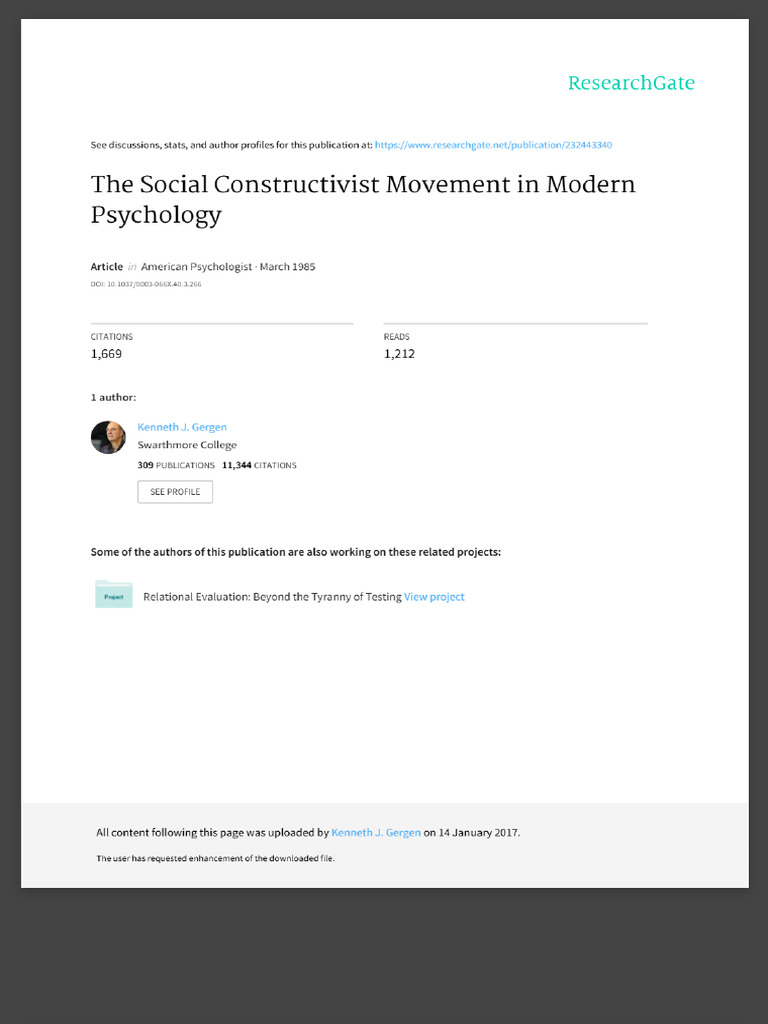 (PDF) The Social Constructionist Movement in Modern Psychology ...