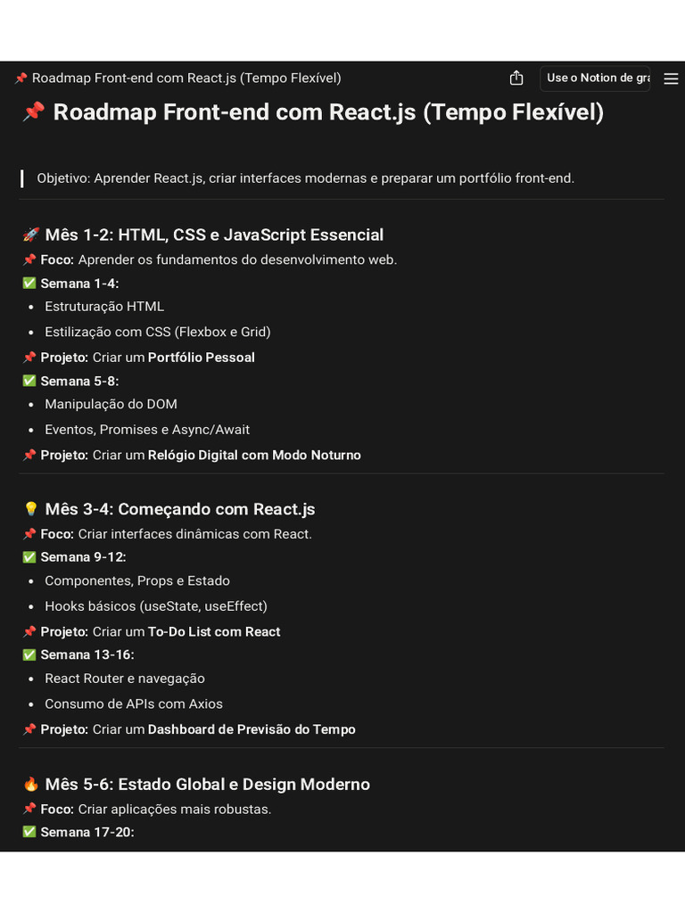 Roadmap Front-End Com React - Js (Tempo Flexível) | PDF