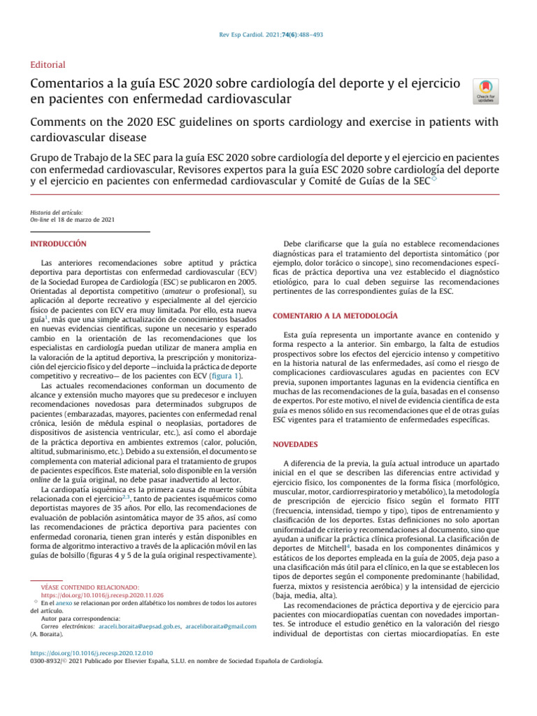 Comentarios de La Guía ESC 2020 ECV | PDF | Hipertensión | Medicina CLINICA
