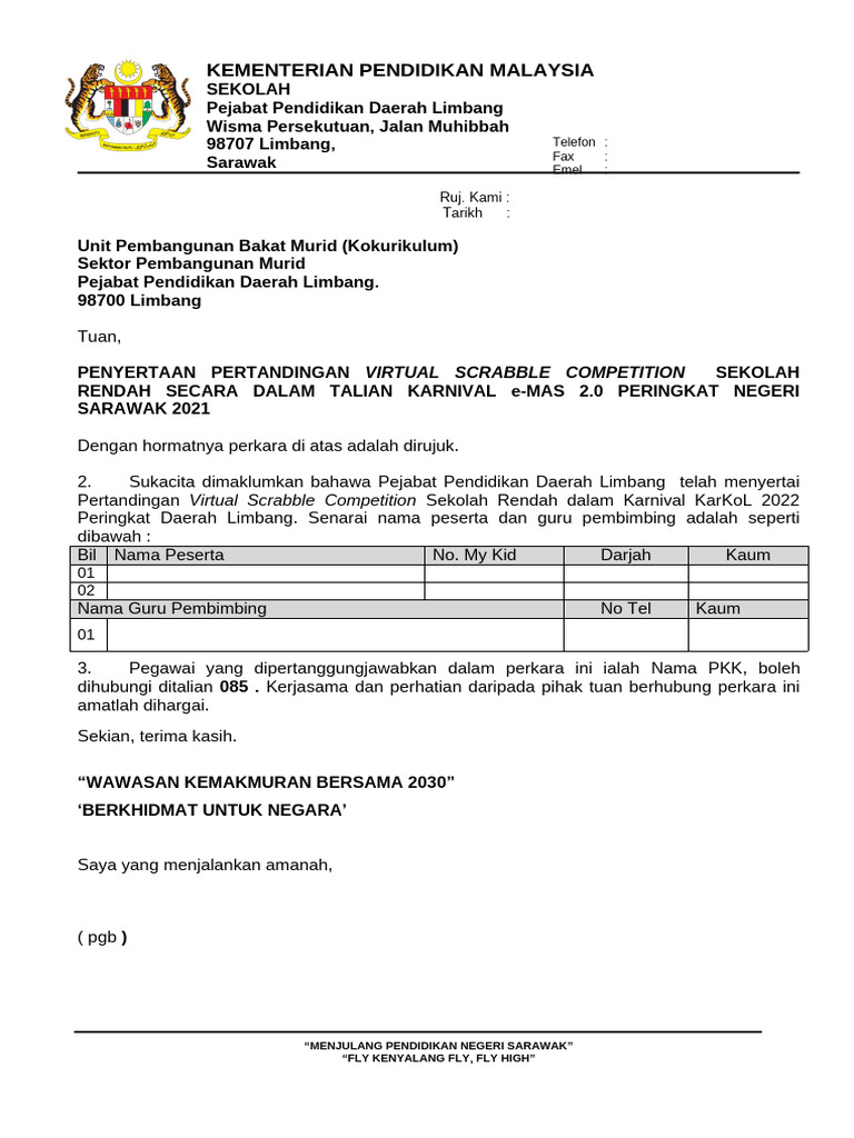 Surat Iringan KarKoL 2022 | PDF