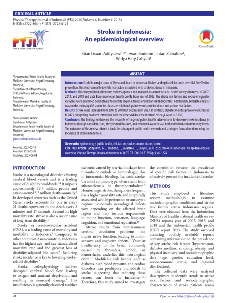 274-Article Text-2622-1-10-20250604 | PDF | Stroke | Medical Specialties