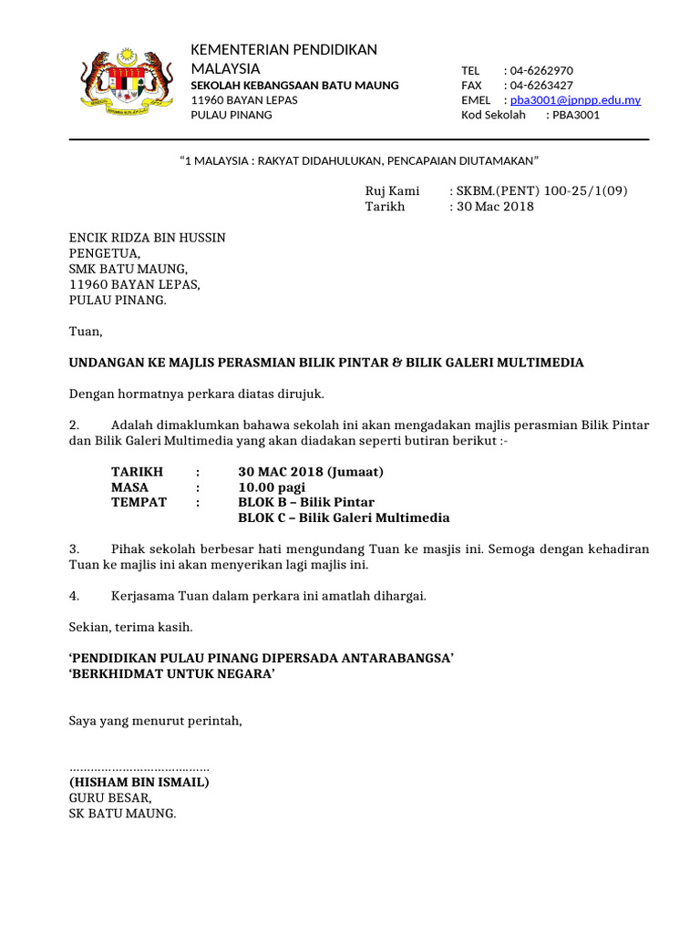 Surat Jemputan Perasmian | PDF