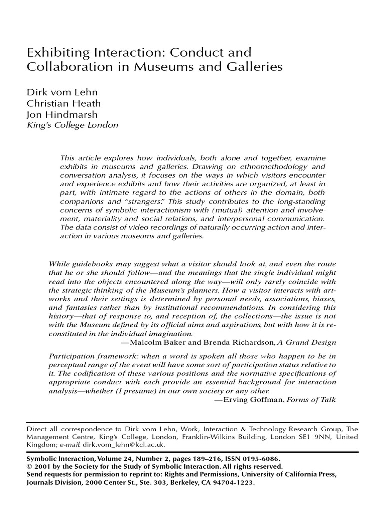 Exhibiting Interaction Conduct and Collaboration in Museums and ...