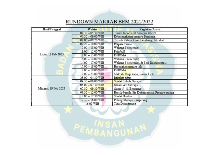 Rundown Makrab BEM 2023 | PDF