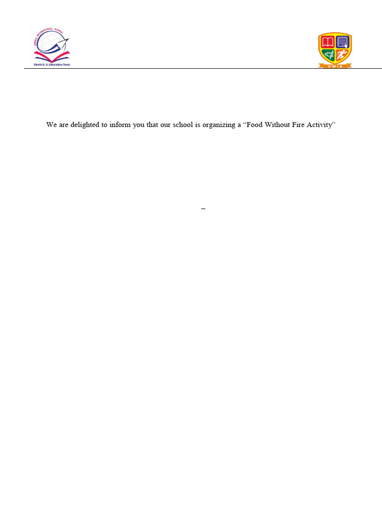 Food Without Fire Activity (Classes VI To XI) | PDF