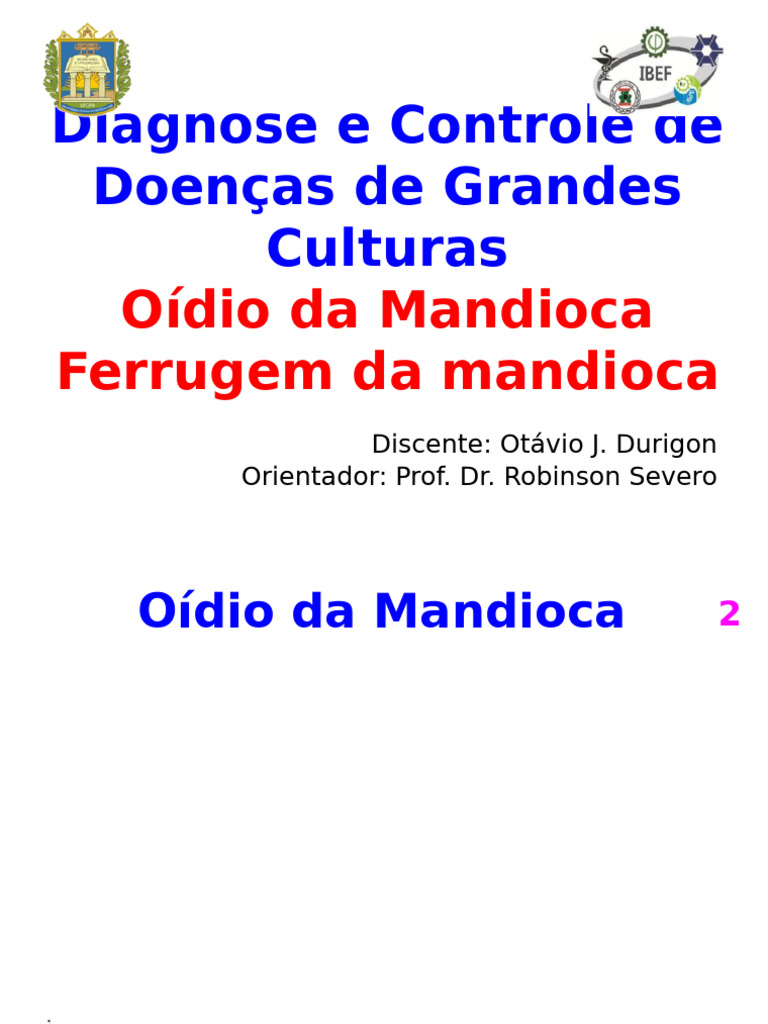 Diag e CTR Doencas GRD CLT Bacteriose Mandioca | PDF | Organismos ...