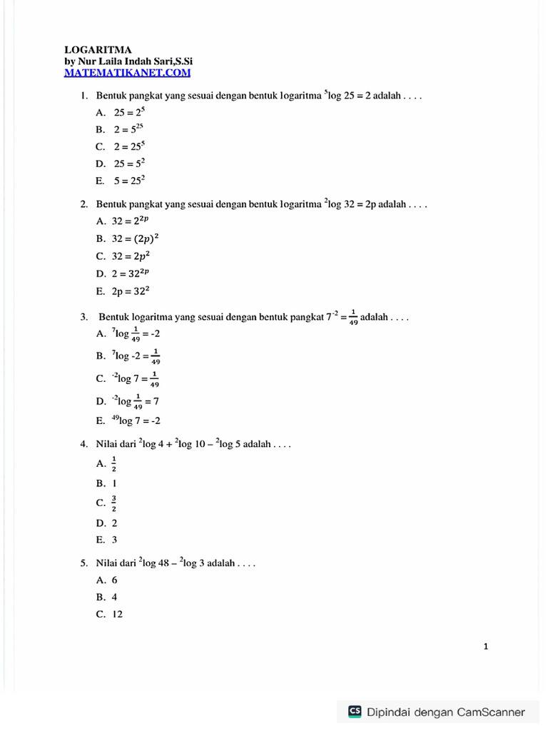Soal Logaritma Pdf