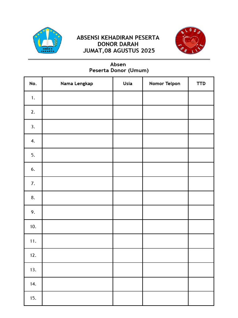 Absen Peserta Donor - 20250806 - 220437 - 0000 | PDF