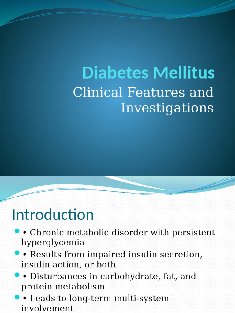 Diabetes Mellitus Clinical Features and Investigations | PDF ...