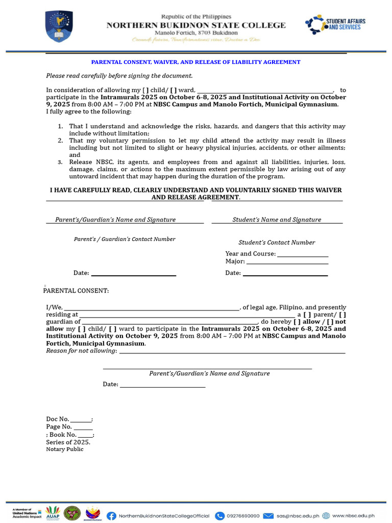 ITE For Non Athletes Waiver Parents Consent | PDF