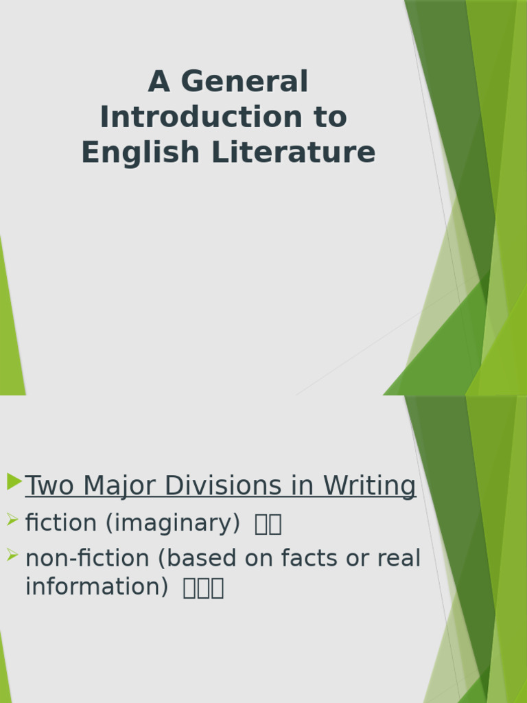 A General Introduction To English Literature | PDF | Novels | Narration