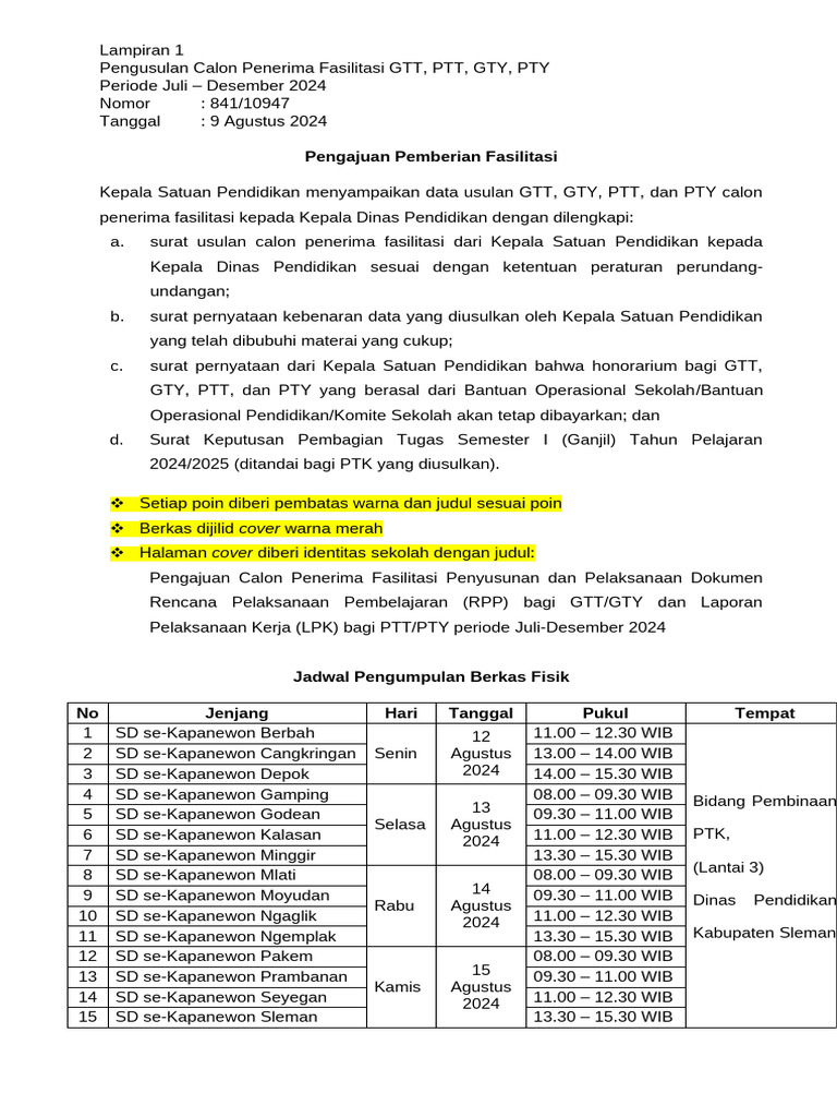 Format Word-Lampiran Edaran Fasilitasi Juli-Desember 2024 | PDF