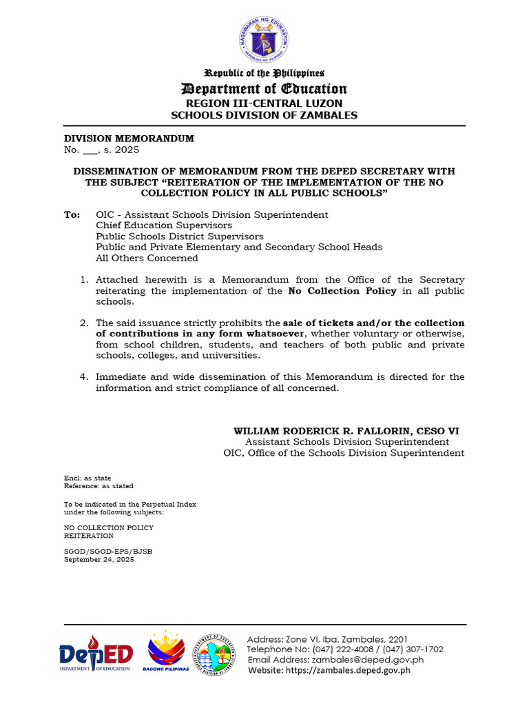 Reiteration of No Collection Policy | PDF | Public Administration ...