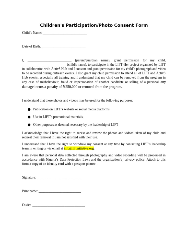 Children's Consent Form | PDF