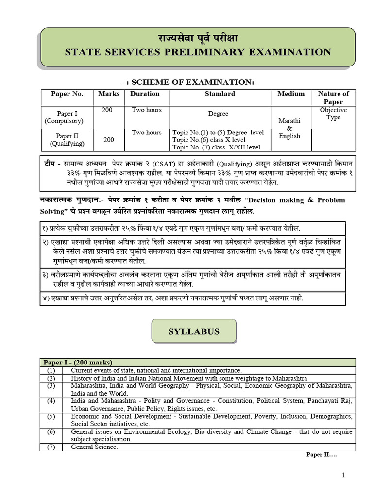 MPSC State Services Syllabus Revised | PDF | Governance | Essays