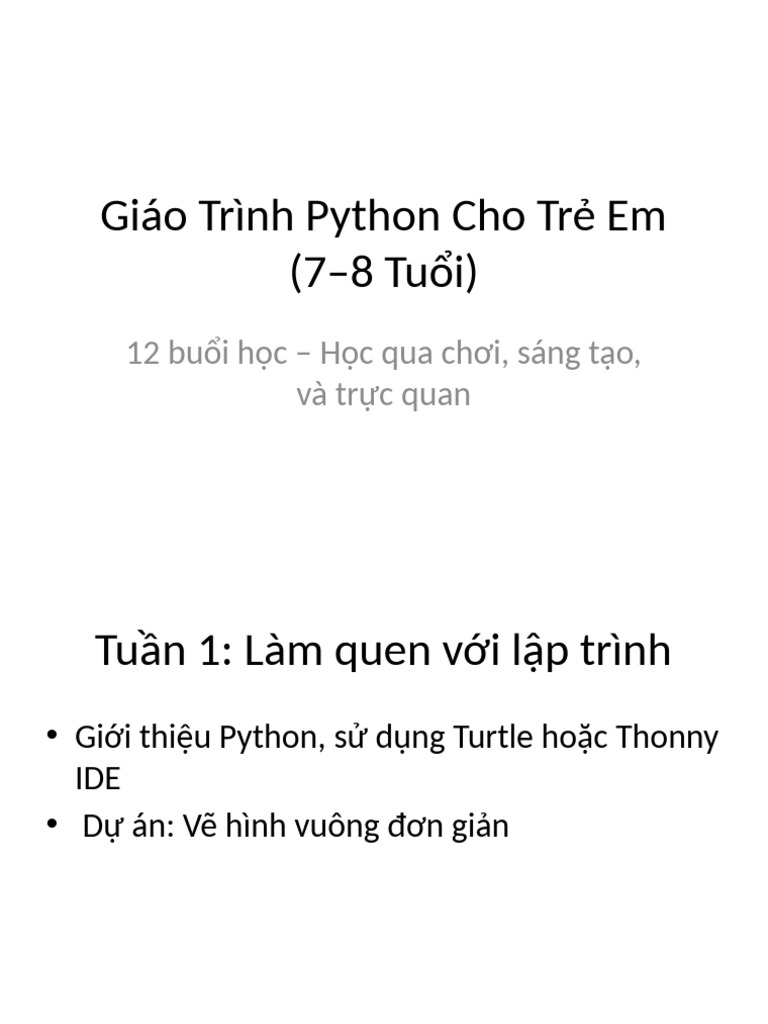 Giao Trinh Python Cho Tre em | PDF