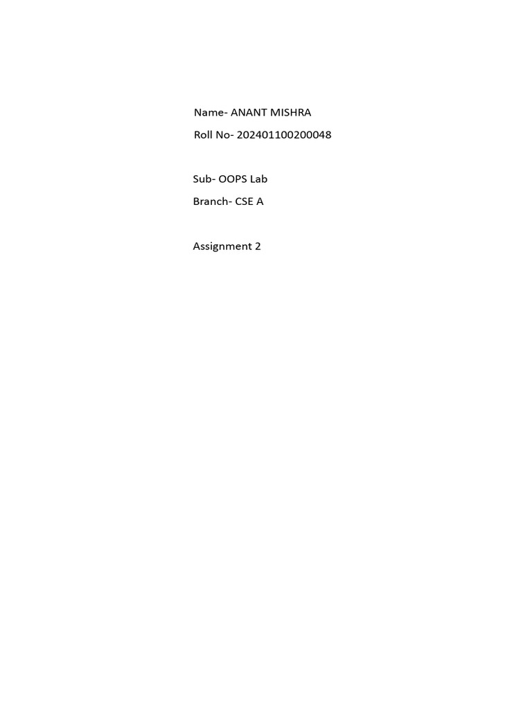 Java Assignment 2 Anant | PDF