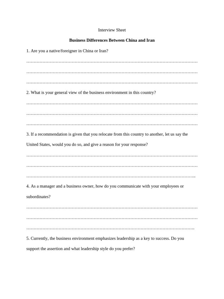 Interview Sheet - Edited | PDF