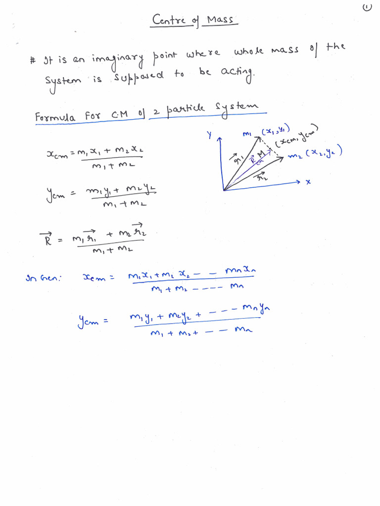 67 CENTRE of MASS Thry and Exmaples First Lecture | PDF