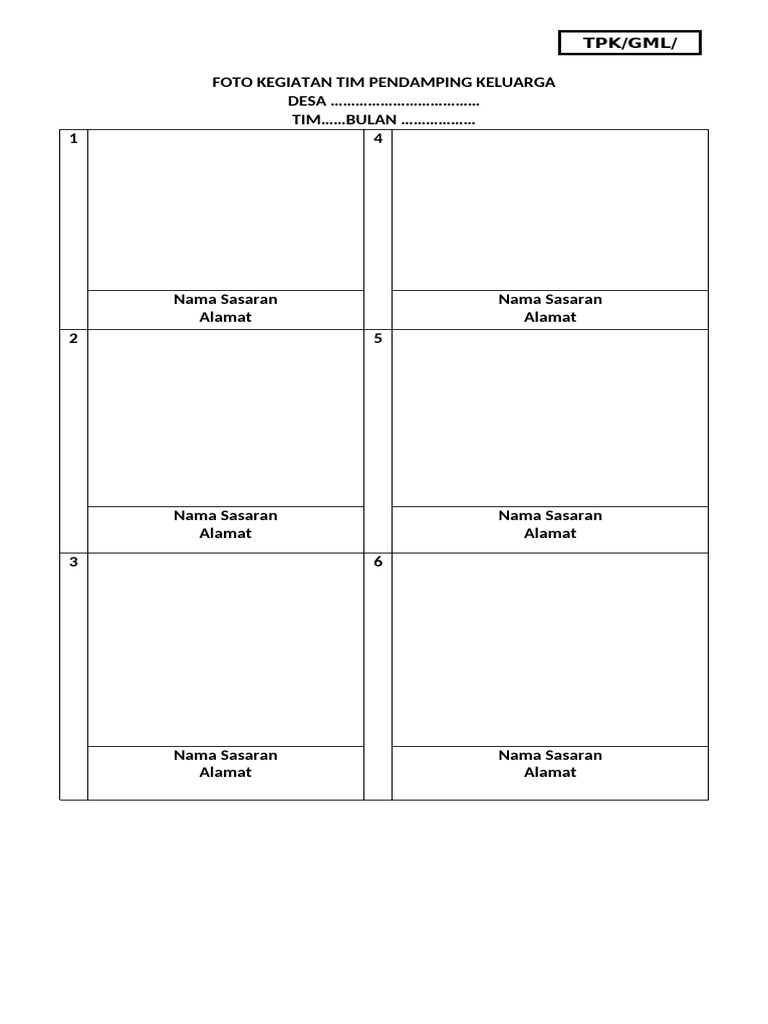Blangko Foto Kegiatan TPK | PDF