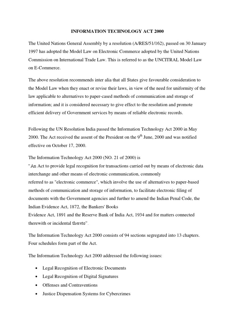 Information Technology Act 2000 | PDF | Public Key Cryptography | Theft