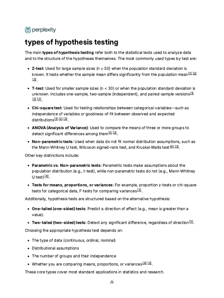 Types of Hypothesis Testing Explained | PDF | Probability And ...